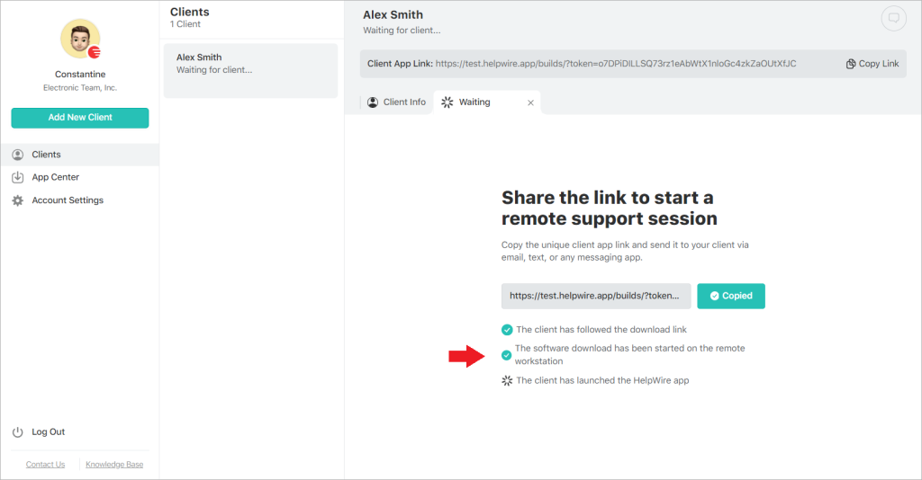 Share the client app link – HelpWire Knowledge Base
