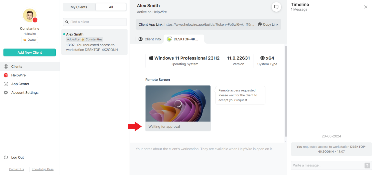 Request remote access – HelpWire Knowledge Base