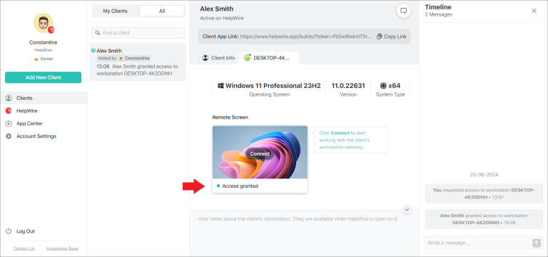 Request remote access – HelpWire Knowledge Base